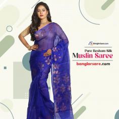 Our Collection of Luxurious RESHAM SILK MUSLIN SAREE with Elegant Embr